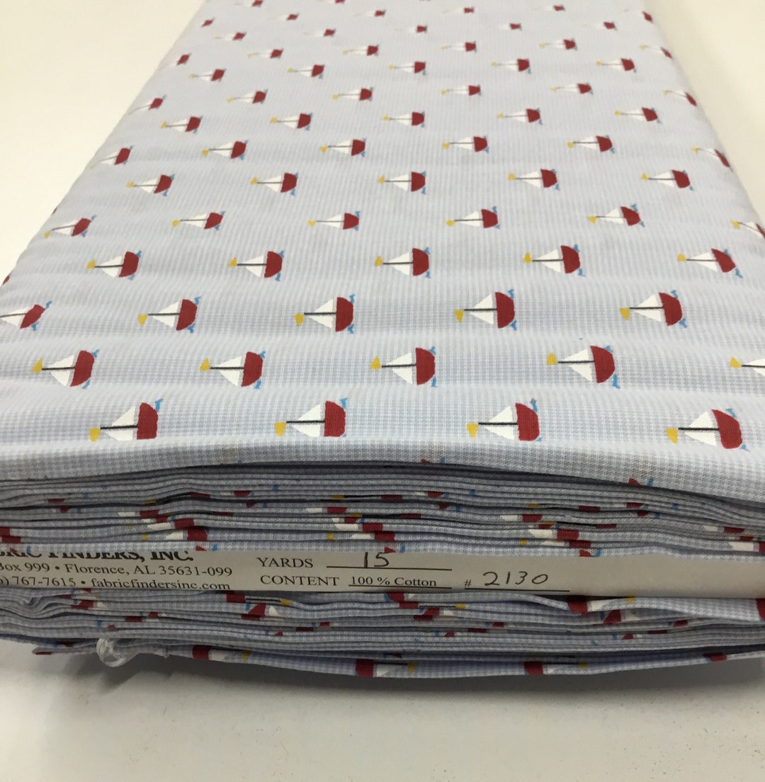 Sailboat Fabric Blue Micro Gingham Sailboat Cotton Fabric - Etsy