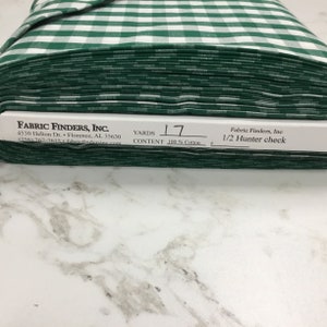 Hunter Green Gingham Fabric 1/2 Inch Gingham Fabric Finders Check Half ...