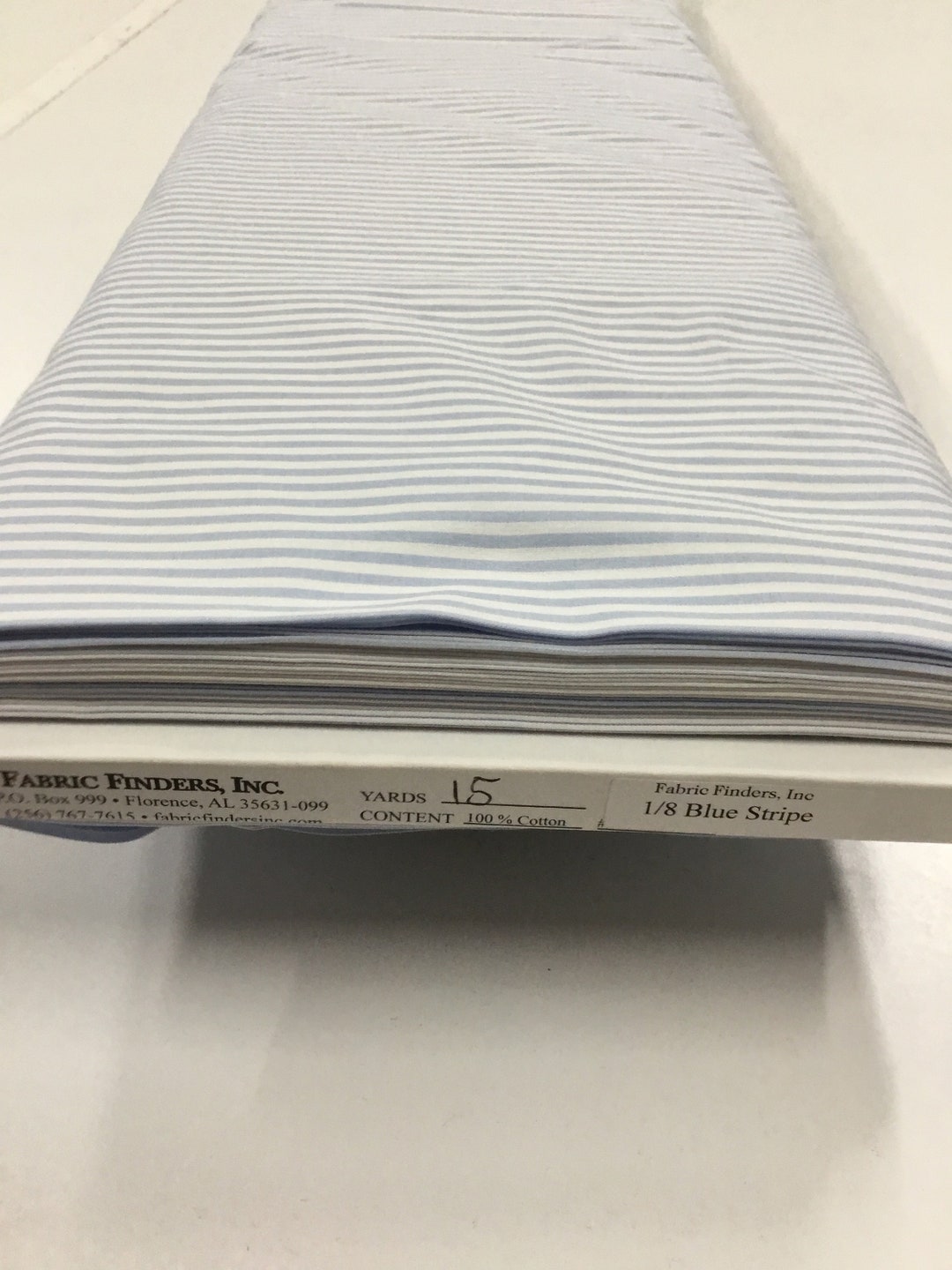 Blue and White Cotton Stripe Fabric Finders 100 Percent Blue 1/8 Stripe ...