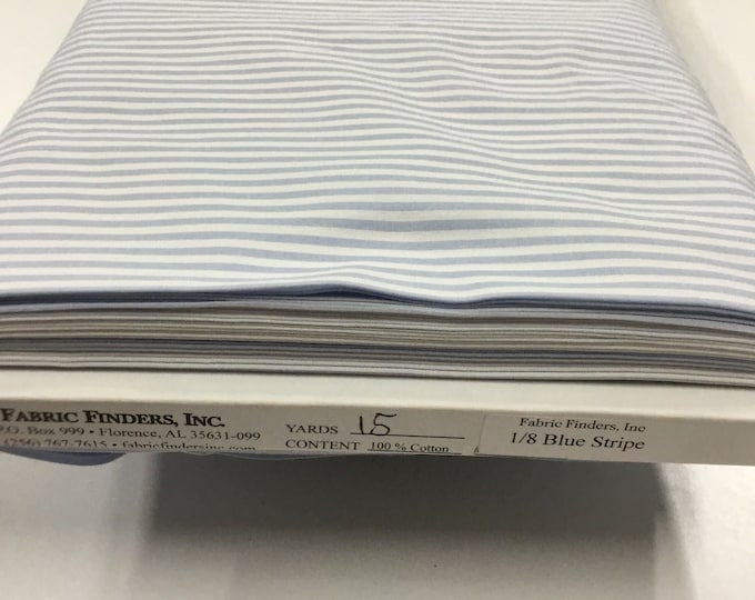 Blue and White Cotton Stripe Fabric Finders 100 Percent Blue 1/8 Stripe ...