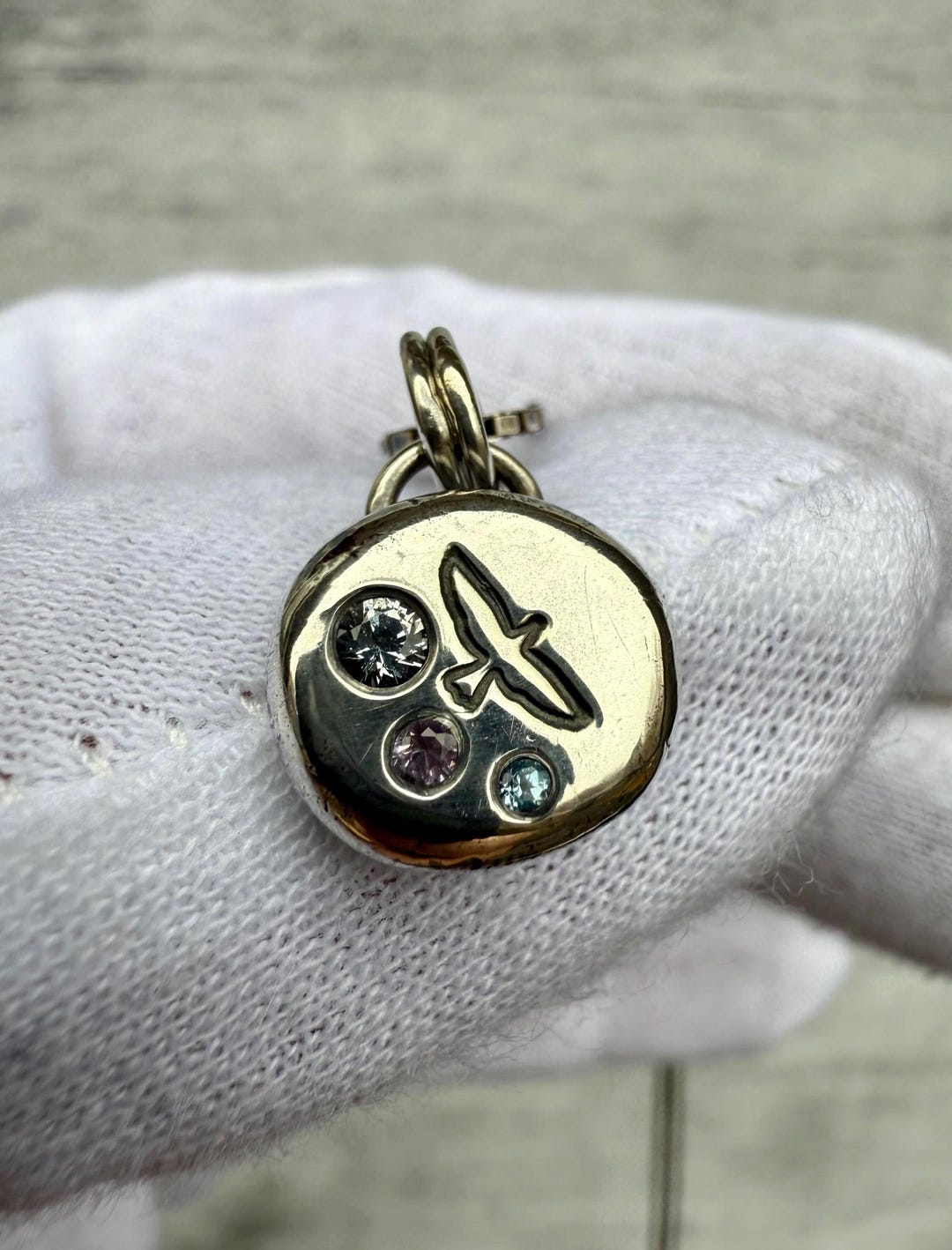 Ceylon Sapphire Silver Bird Pendant, Solid Silver Stamped Gemstone ...