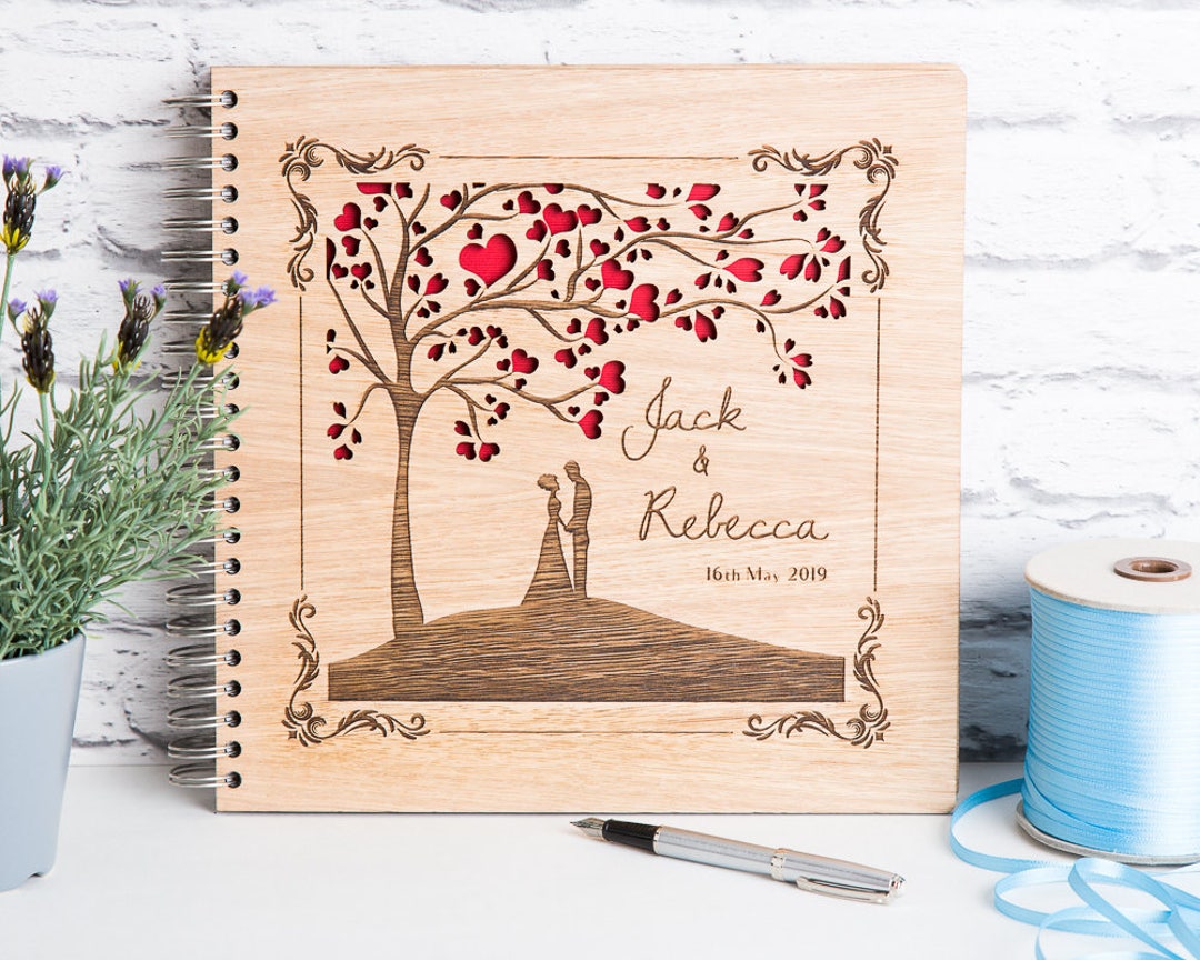 Wedding Guest Book, Wedding Tree Book, Wedding Album, Wooden Wedding ...