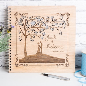 Wedding Guest Book, Wedding Tree Book, Wedding Album, Wooden Wedding ...
