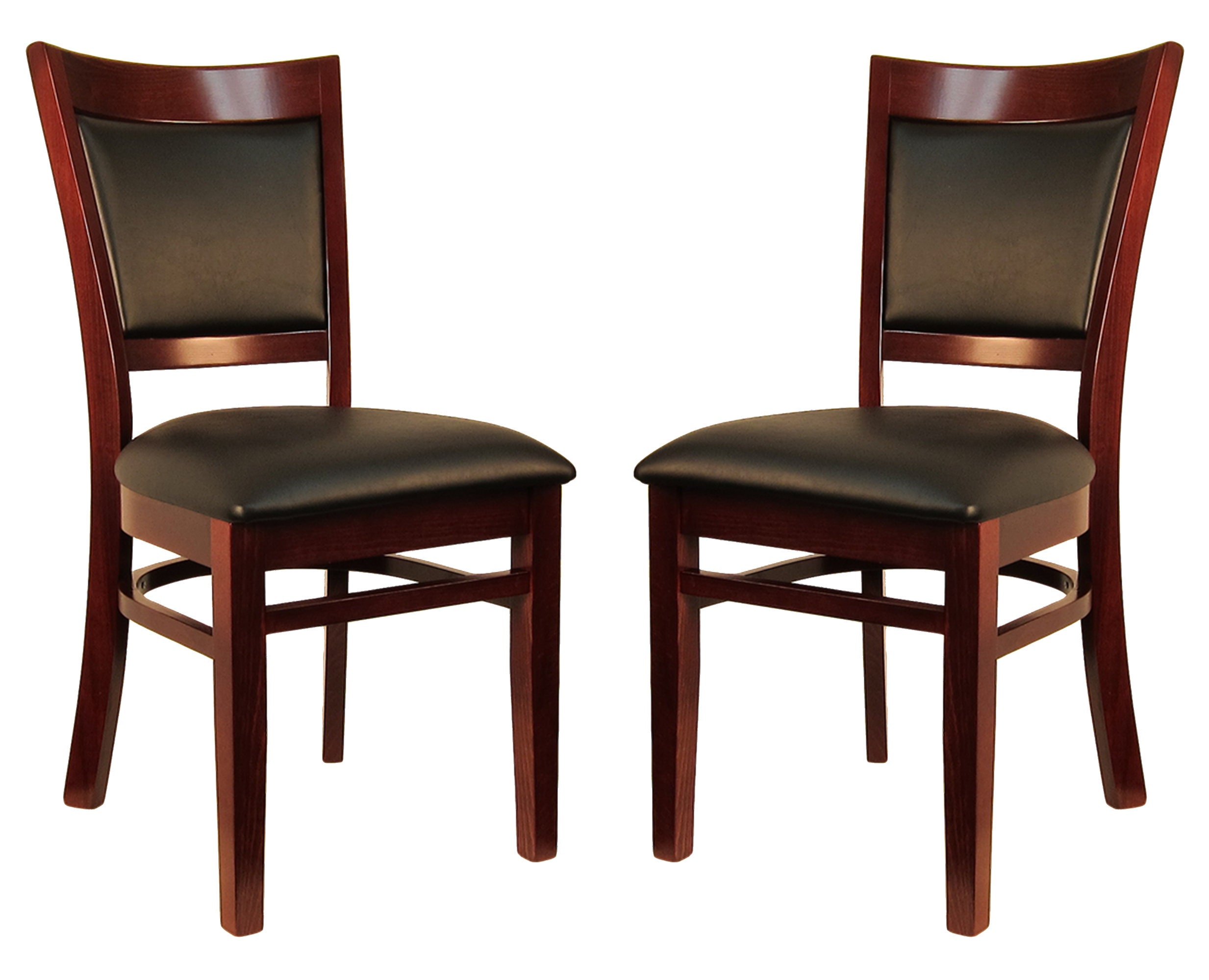Set of 2 Custom Solid Wood Dining Chairs W/ Designer Leather Material ...