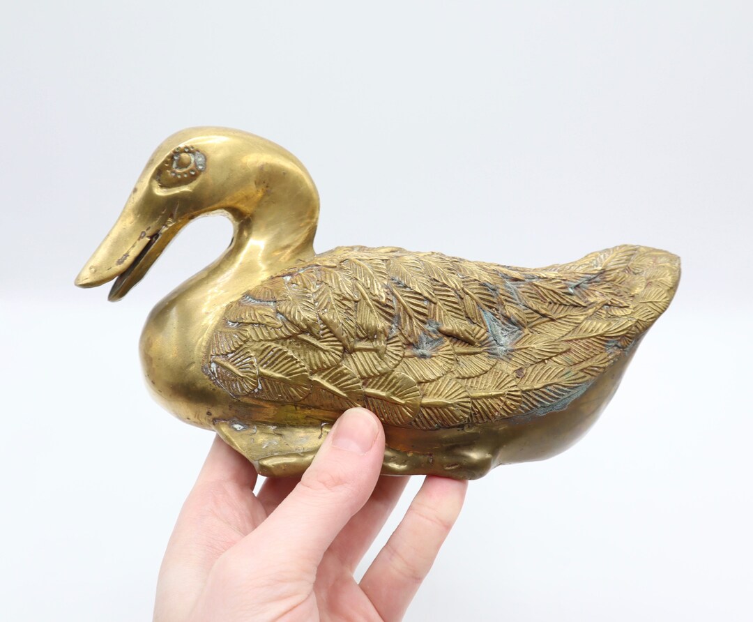 Large Brass Duck With Intricate Details Unique Home Decor Office Game ...