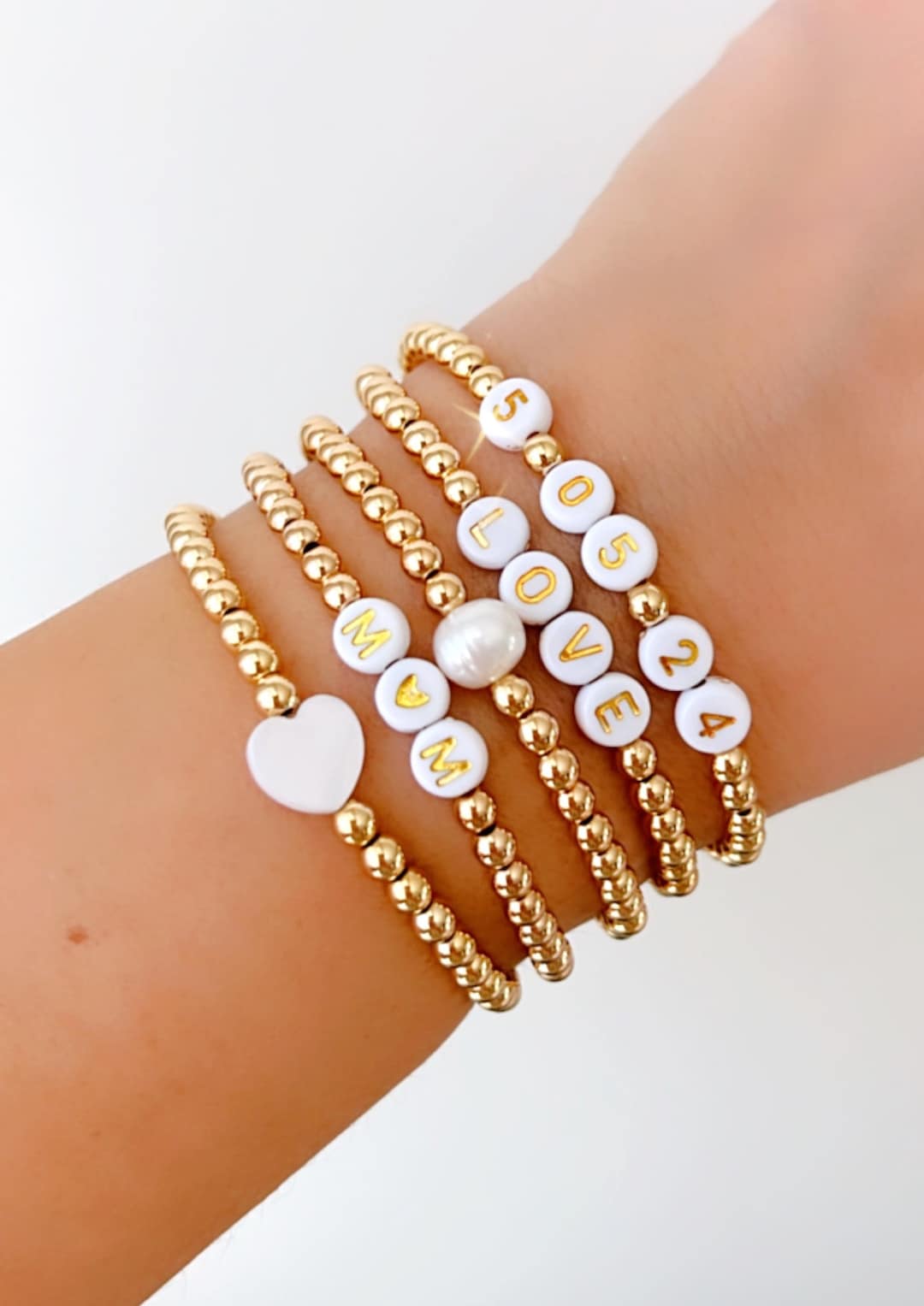 Personalized Number Bracelet, Custom Date Beaded Bracelet, Lucky Number ...