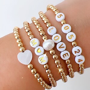 Personalized Number Bracelet, Custom Date Beaded Bracelet, Lucky Number ...