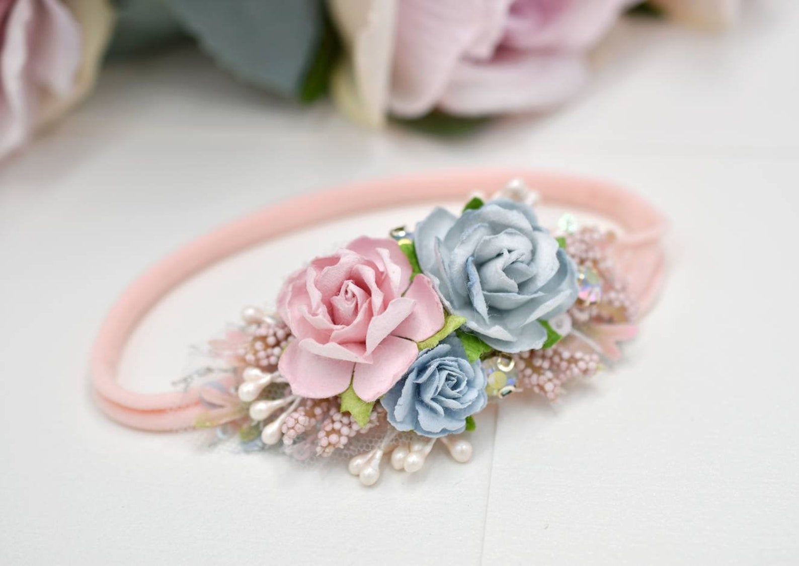 First Birthday Flower Headband Pastel Flower Headband Pink - Etsy
