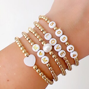 Personalized Number Bracelet, Custom Date Beaded Bracelet, Lucky Number ...