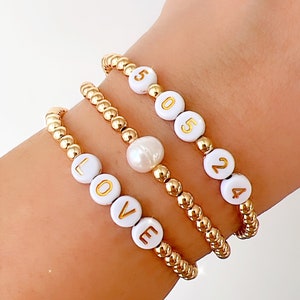 Personalized Number Bracelet, Custom Date Beaded Bracelet, Lucky Number ...
