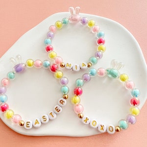 Personalized Rabbit Bunny Bracelet, Easter Colorful Name Bracelet ...