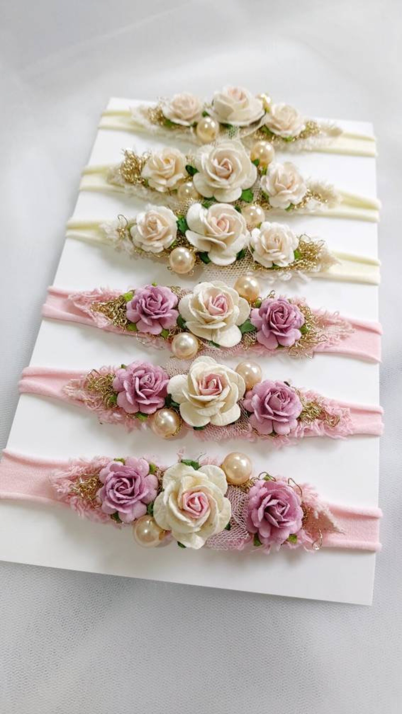 Elegant Flower Headband, Photo Prop Headband, Ivory or Pink Flower ...