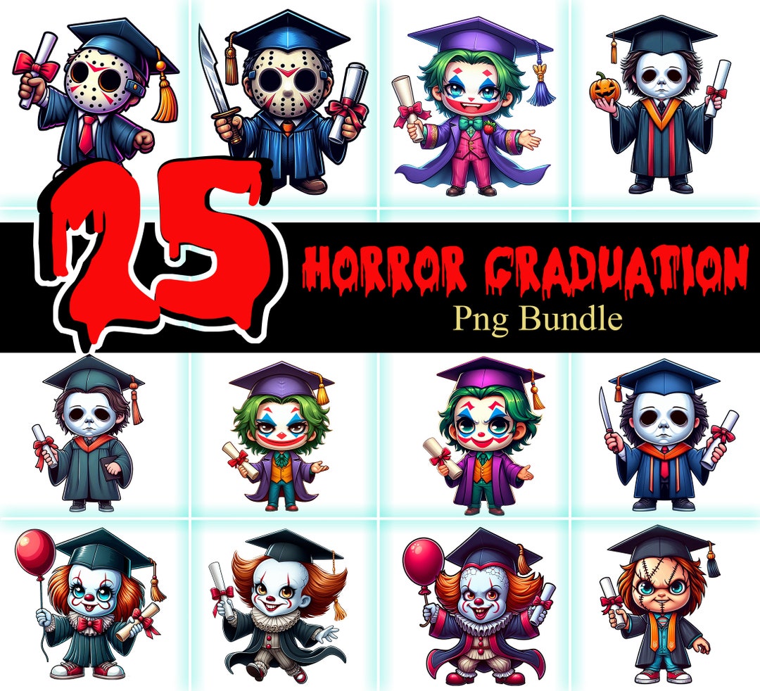 25 Horror Graduation Sublimation Designs Png, Graduation Chibi Style ...