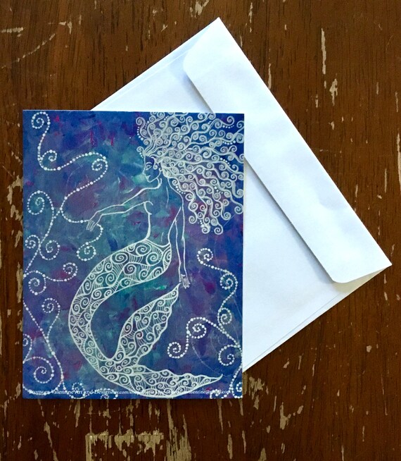 Mermaid Note Cards Blank With Envelopes From the Original | Etsy