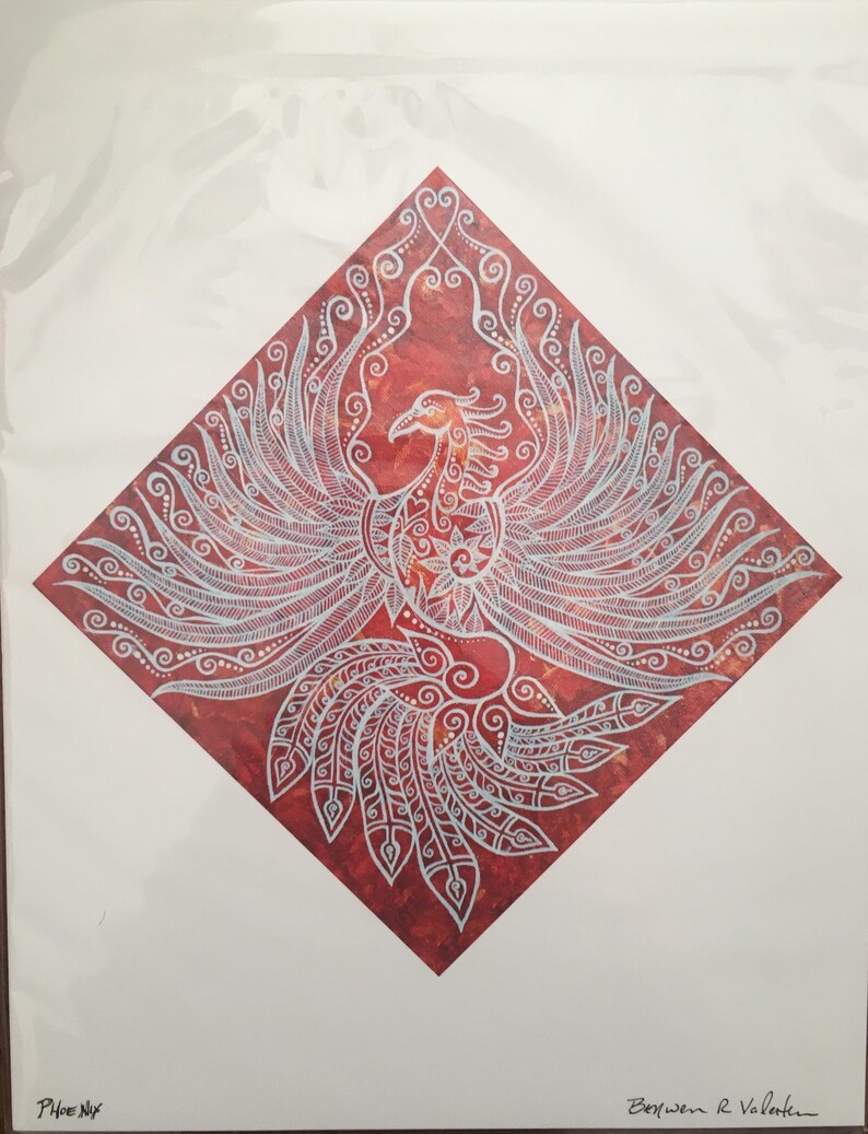 Signed Reproduction Print of the Dancing Phoenix Painting by Bronwen ...