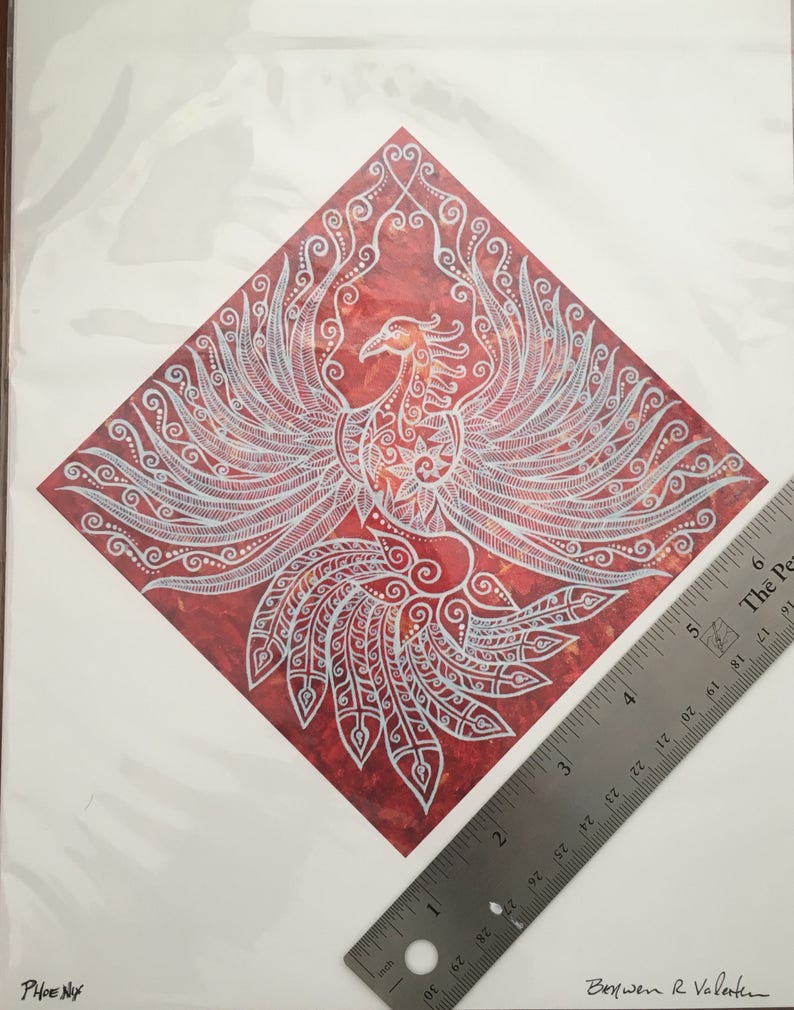 Signed Reproduction Print of the Dancing Phoenix Painting by Bronwen ...