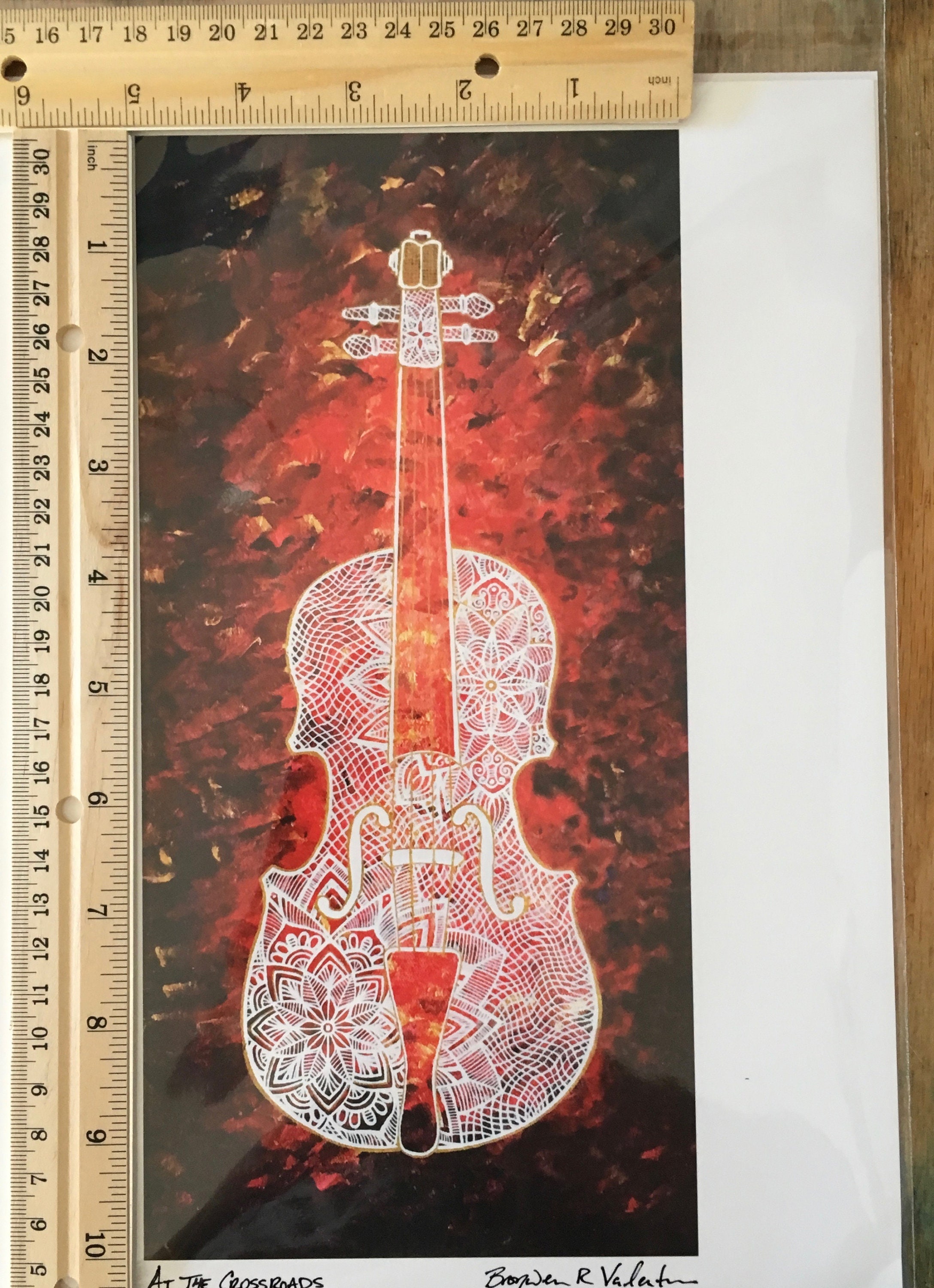 Violin Fiddle Signed Print of the at the Crossroads Painting by Bronwen ...