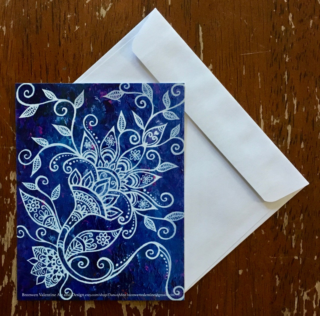 Star Flower Note Cards: Blank Floral Art Cards With Envelopes - Etsy