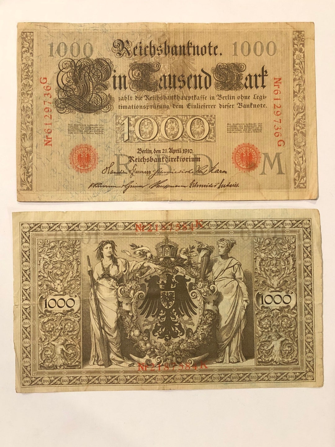 VINTAGE Germany 1000 Marks 1910 World War I Era - Etsy Canada