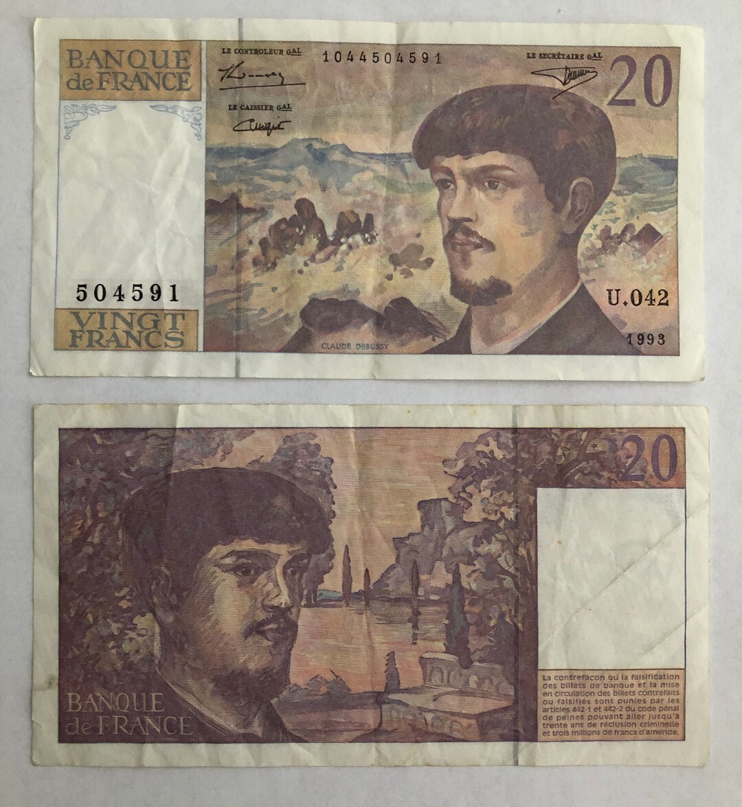 France 20 Francs Claude Debussy 1980s-1997 - Etsy