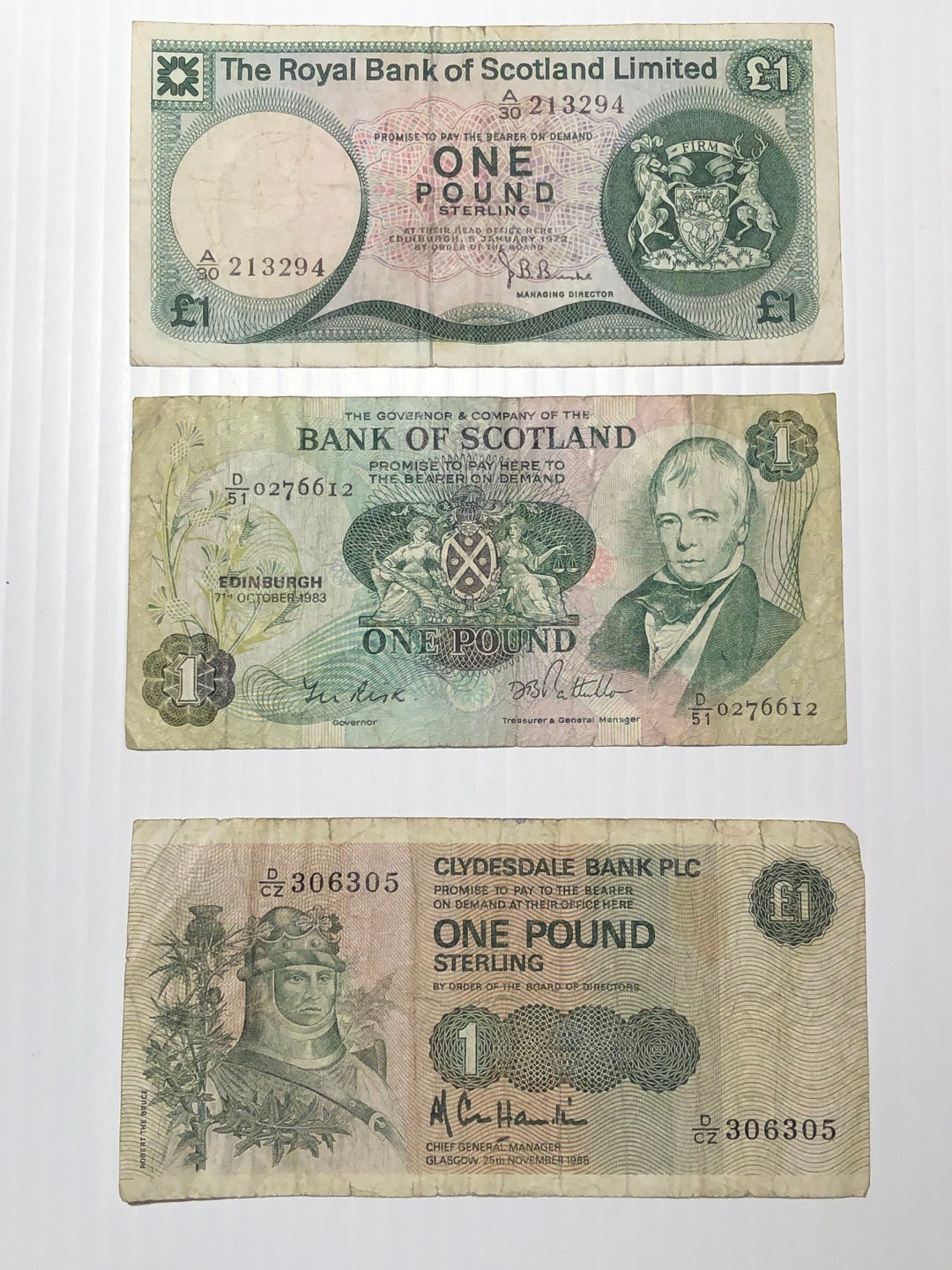 Scotland 1 Pound Banknotes 1970s-1980s Lot of 3 - Etsy