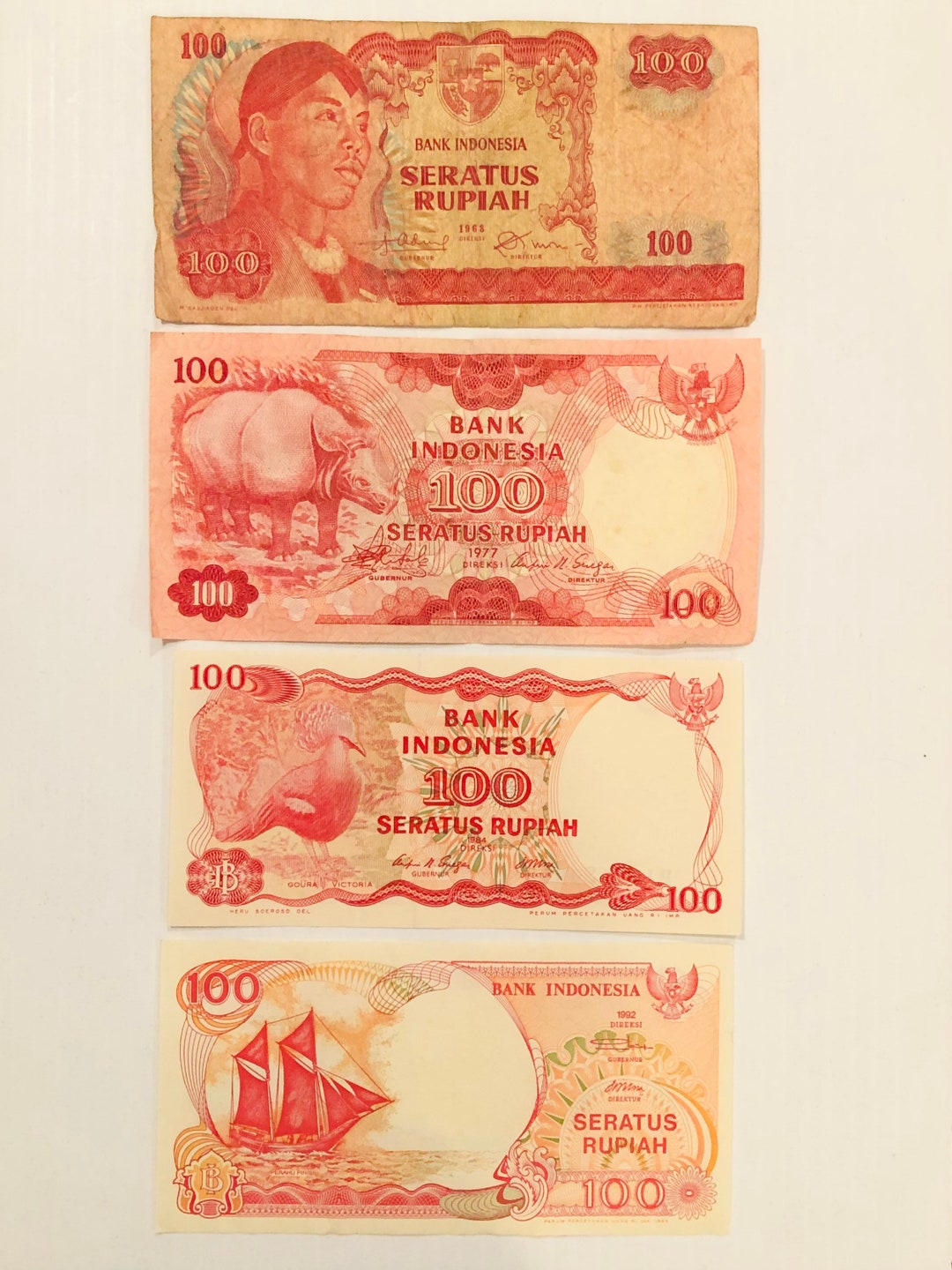 Indonesia 100 Rupiah 1968-1992 Lot of 4 Banknotes Colorful Ornate - Etsy