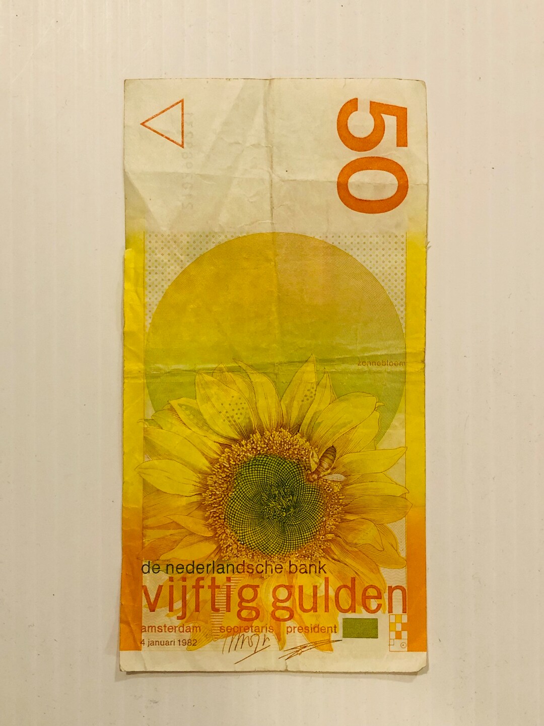 Netherlands 50 Gulden 1980s Bold Colors, Geometric Designs Sunflowers ...
