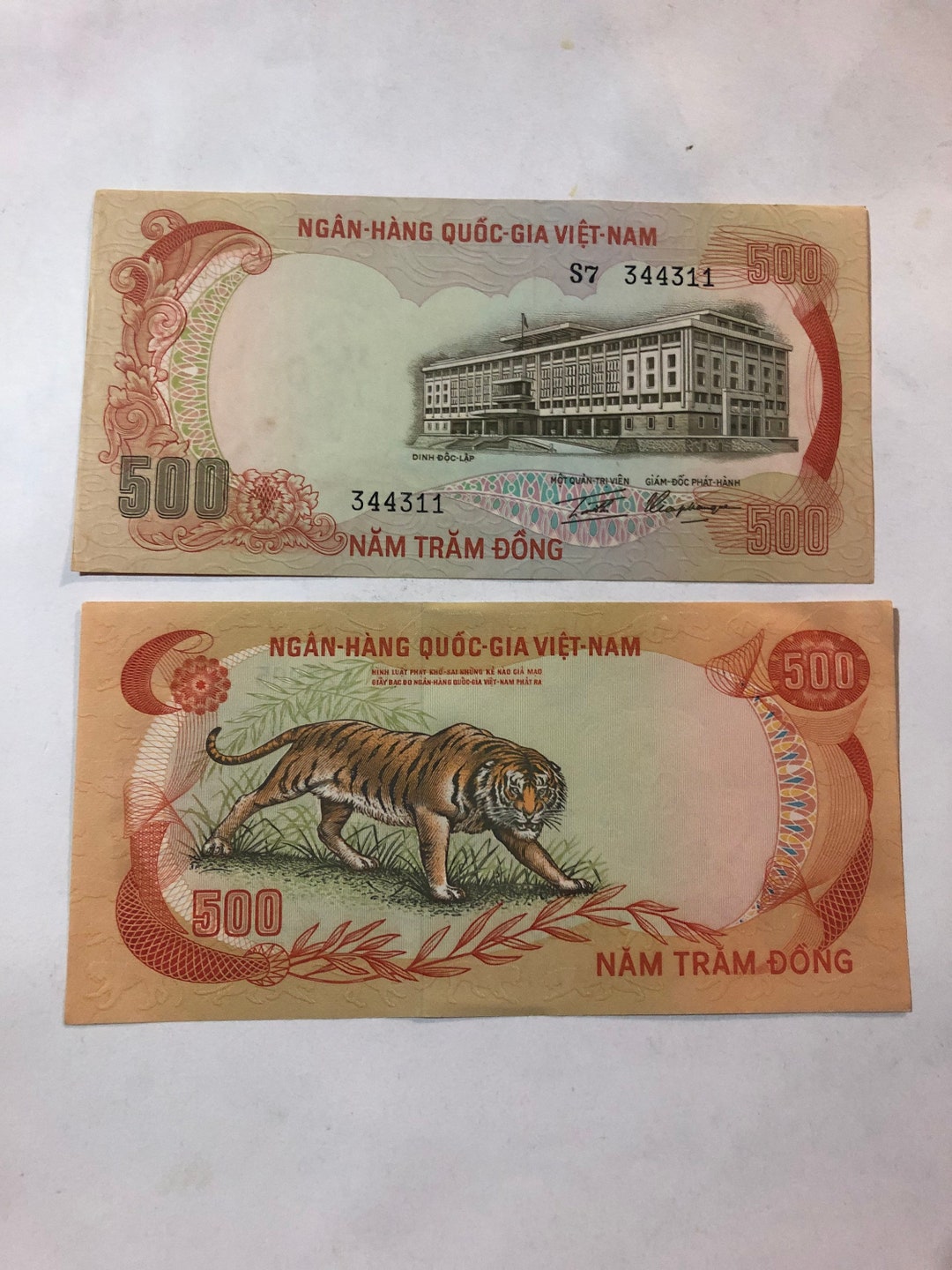 Vietnam south 500 Dong 1960s Building, Colorful Tiger Crisp - Etsy