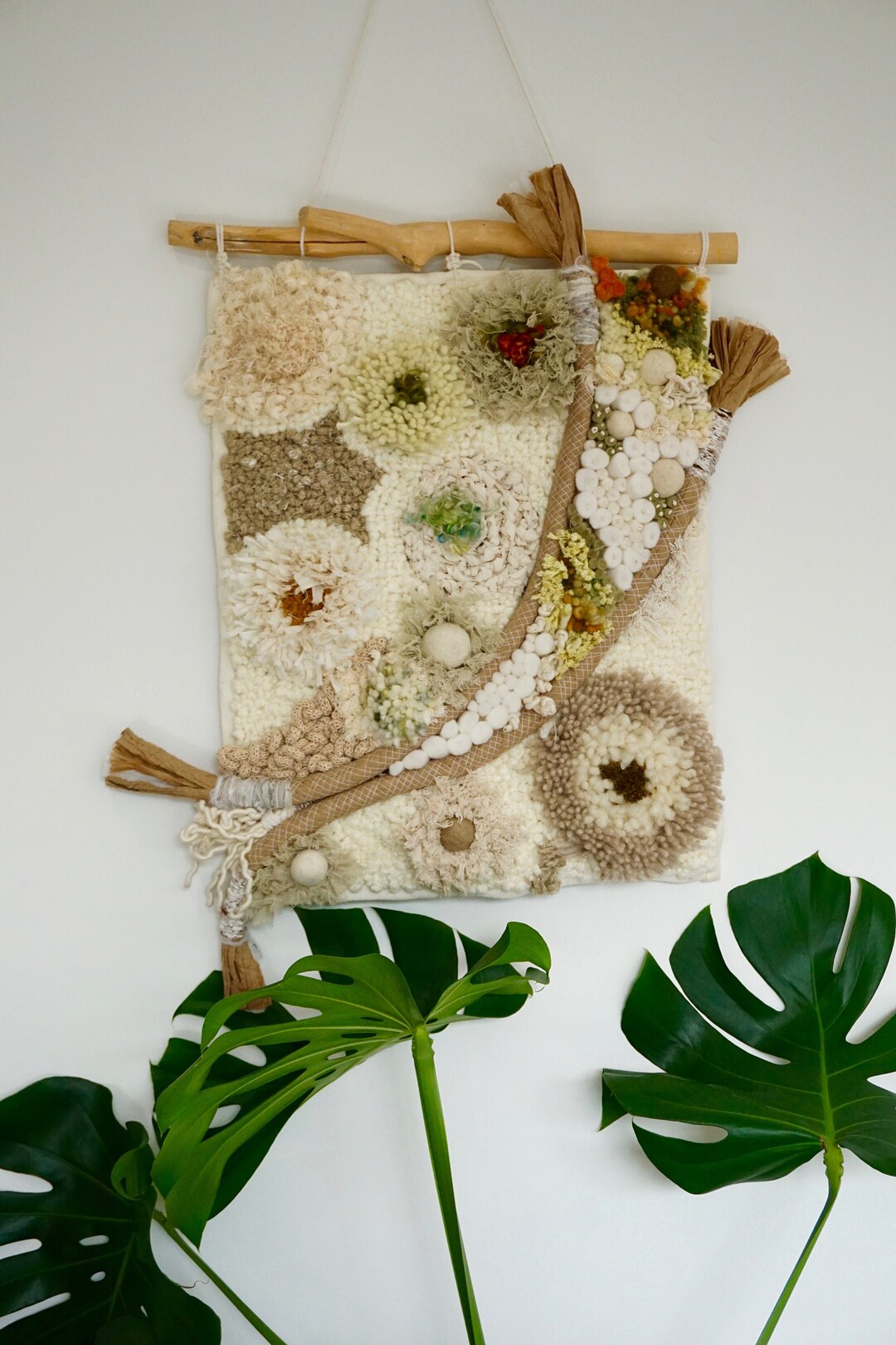 Floral Latch Hooking Wall Tapestry, Handmade Wall Tapestry, Floral Wall ...