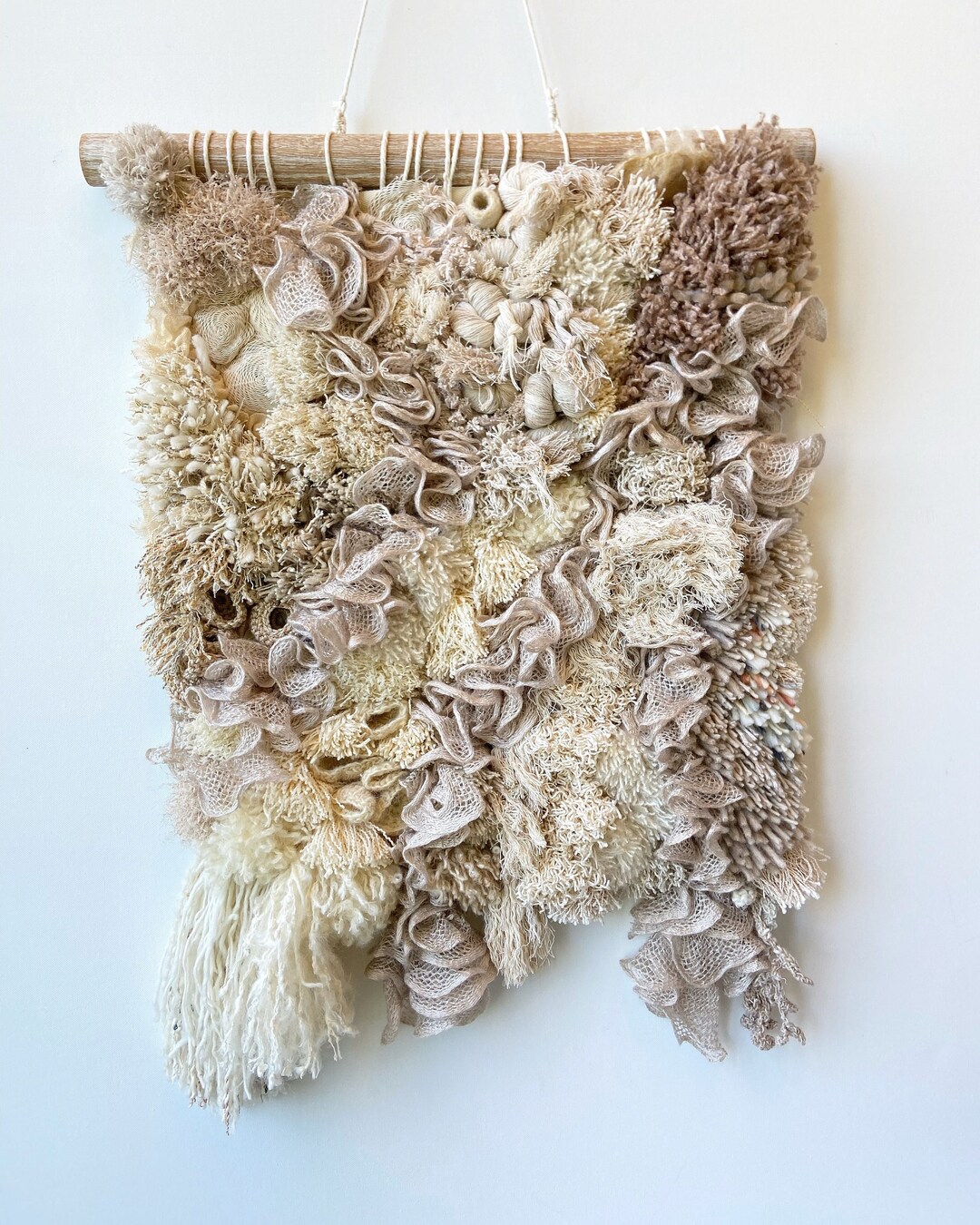 Sea of Beige Wall Hanging, Latch Hook Wall Art, Neutral Color Home ...