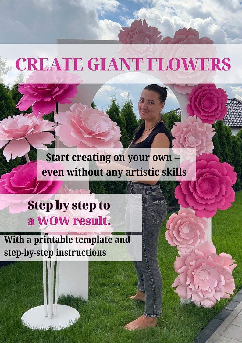DIY Giant Bella Flower Tutorial | PDF Template | Paper Flower Course for Wedding Backdrop, Party ...