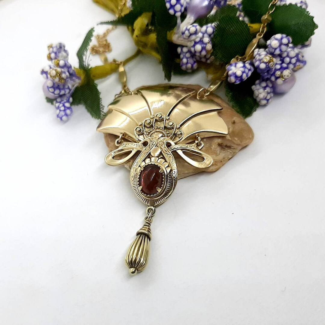 Victorian Jewelry Set Purple Art Deco Jewelry Set Drop Necklace Pendant ...