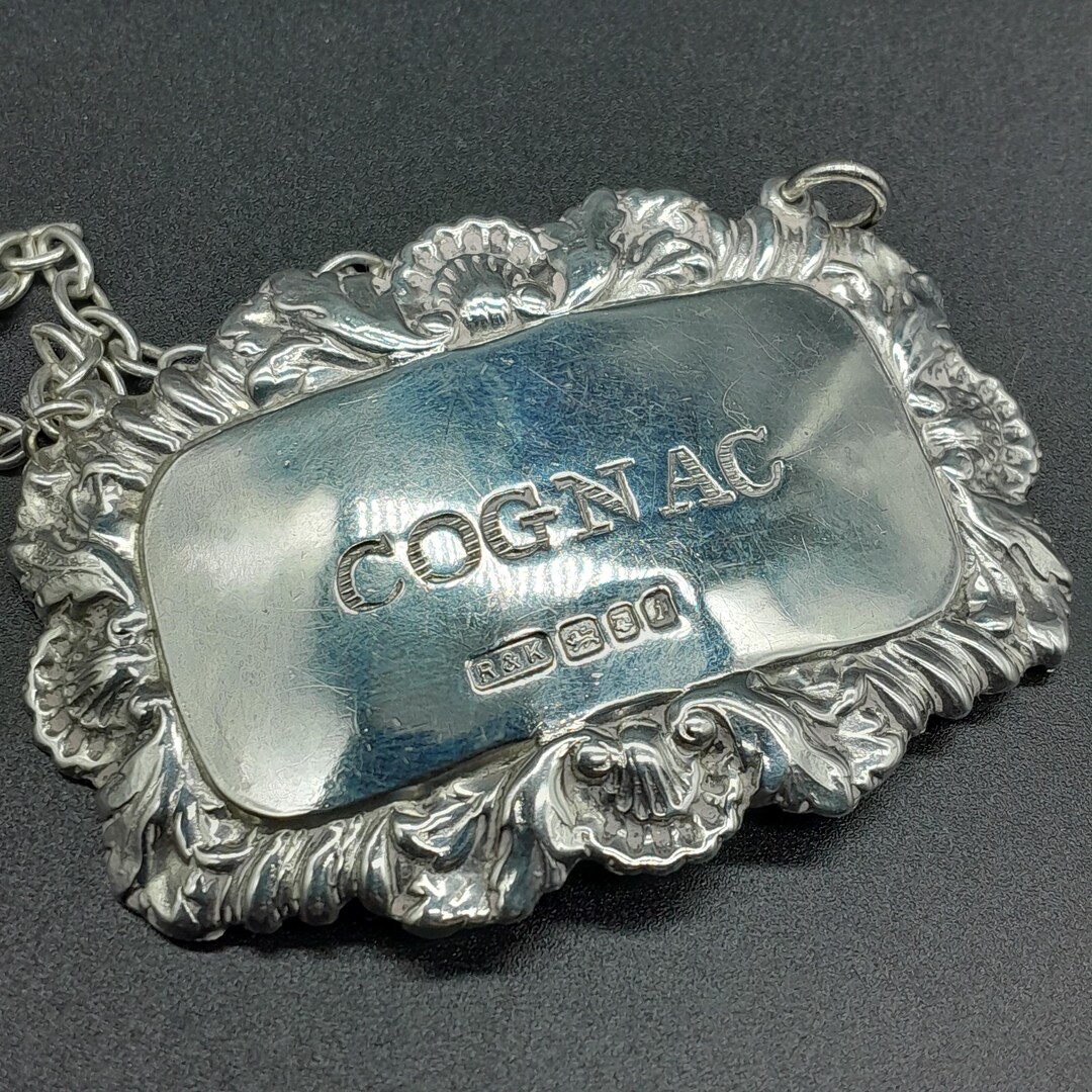Vintage Sterling Silver Cognac Decanter Label Tag, 1964 - Etsy