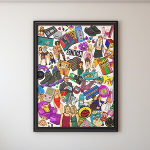 90s Wall Art Nostalgia Retro Color Decor 90s Print Pop Culture Style ...