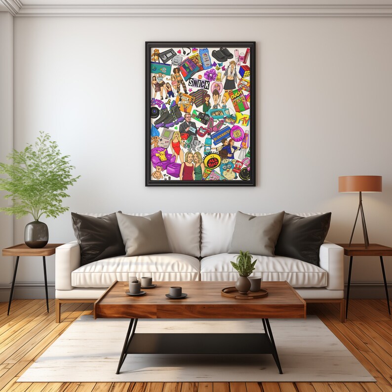90s Wall Art Nostalgia Retro Color Decor 90s Print Pop Culture Style ...