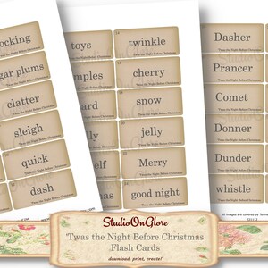 Flash Cards 'twas the Night Before Christmas. Three Printable Collage ...
