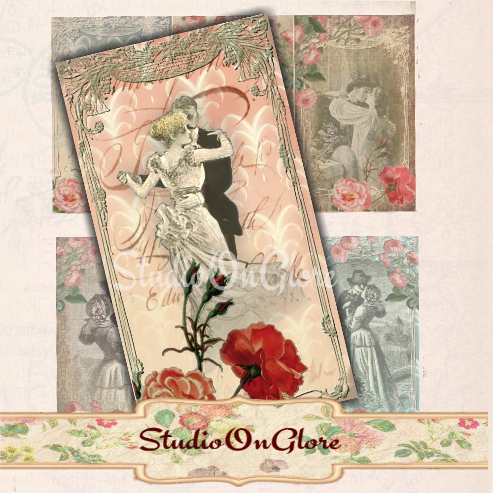 Vintage Romantic Couples 6 Gift Tags Digital Ephemera for - Etsy
