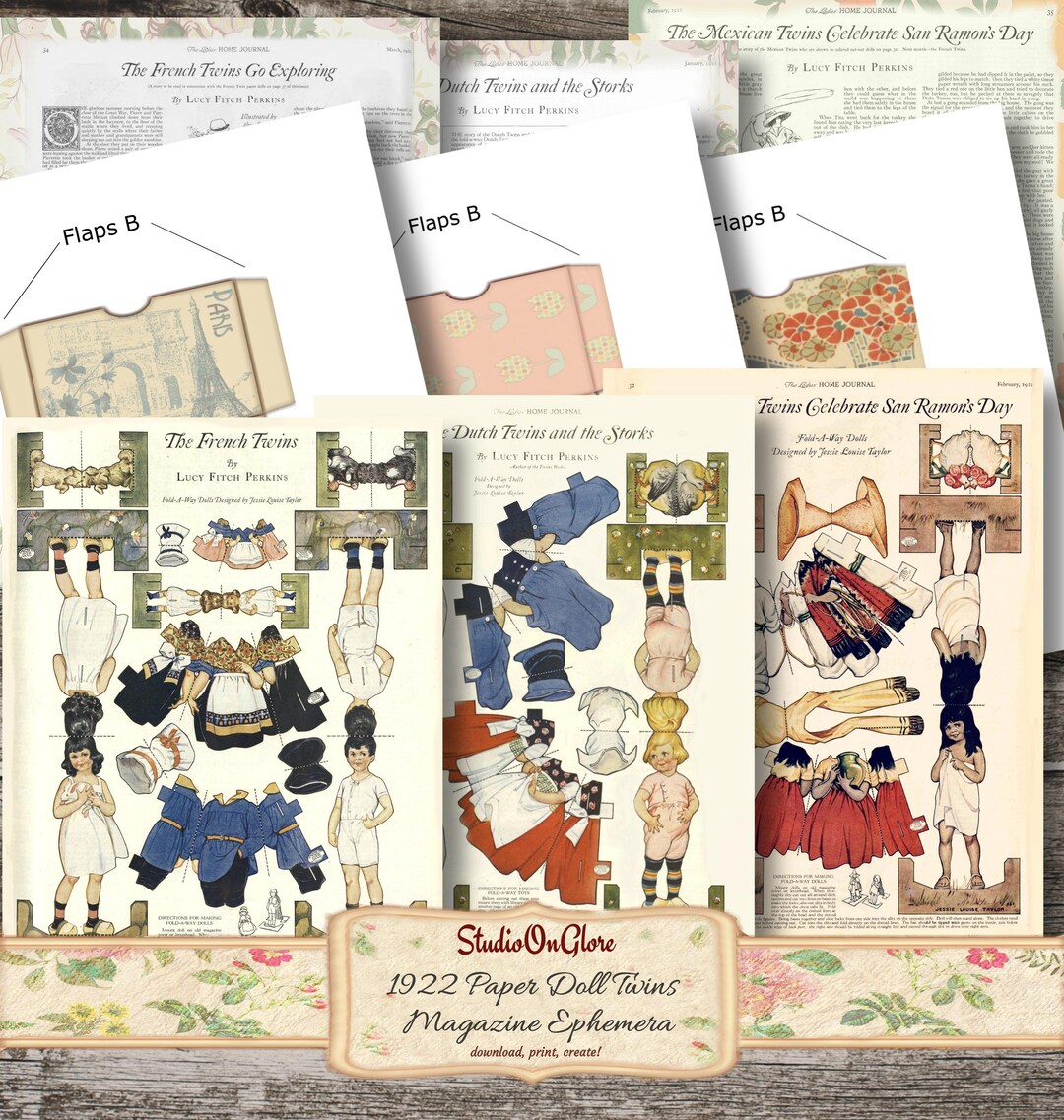 1922 Paper Doll Collage Sheet, Vintage Magazine Ephemera (digital ...