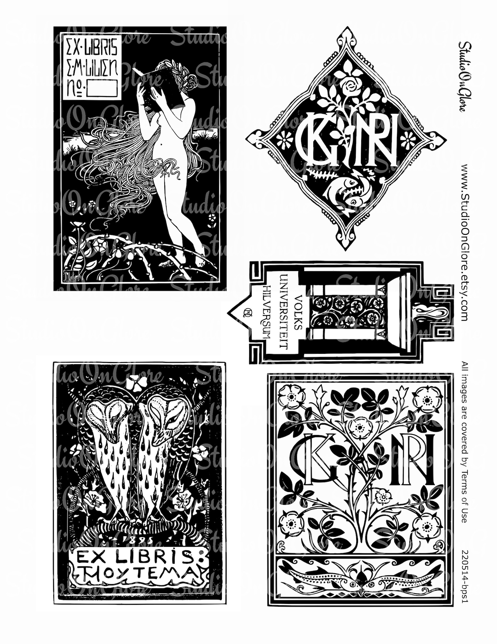 Antique Bookplate Kit: Printable Vintage Collage Sheets 16 - Etsy