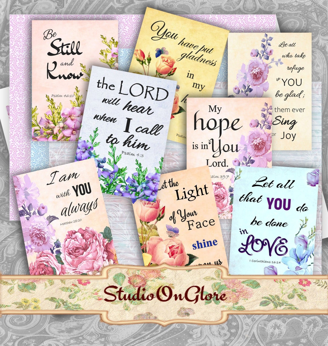 BIBLE VERSES: Printable Download Scripture Art 2.5"x3.5" ACEO Cards ...