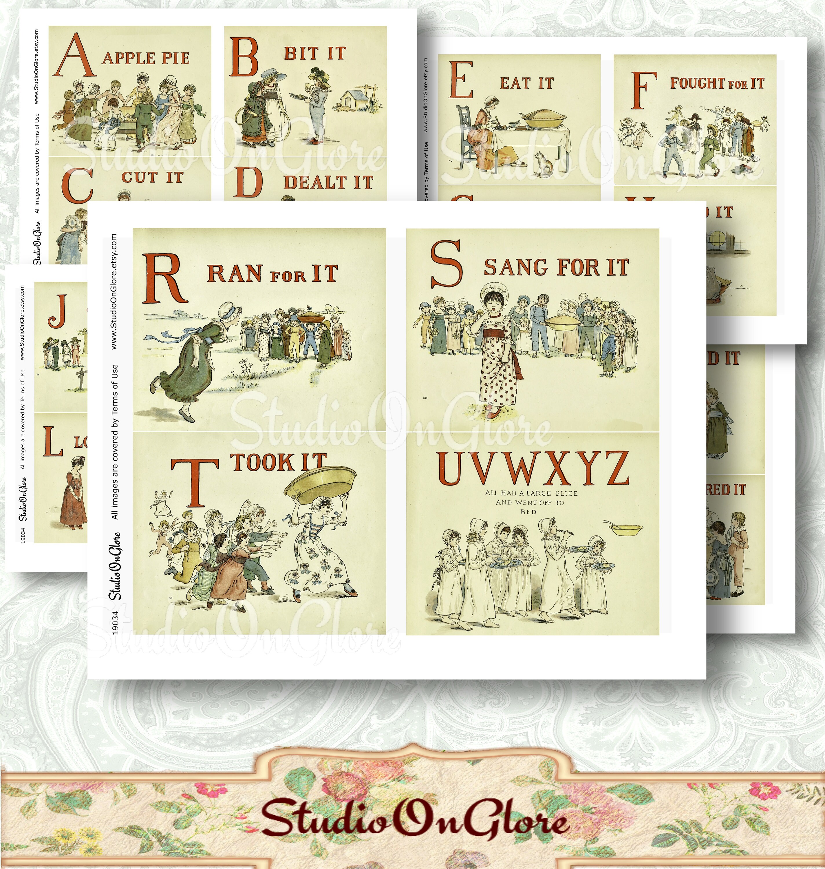 Vintage Nursery Rhyme Printable. 5-sheet Paper Pack. Twenty | Etsy