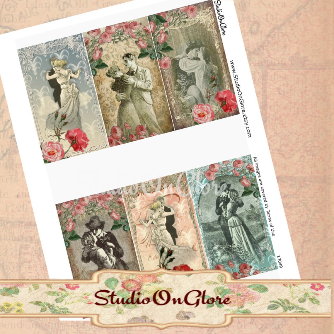 Vintage Romantic Couples, 6 Gift Tags, Digital Ephemera for Junk ...