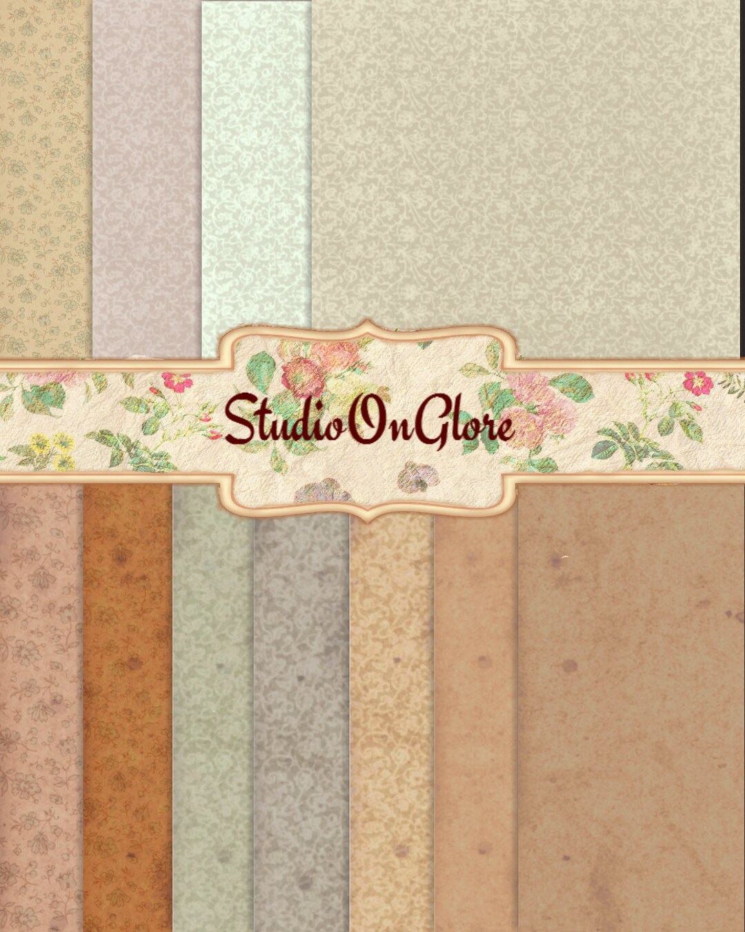 8.5x11 Paper Pack Neutrals & Grunge Floral, Damask Backgrounds, Lining ...