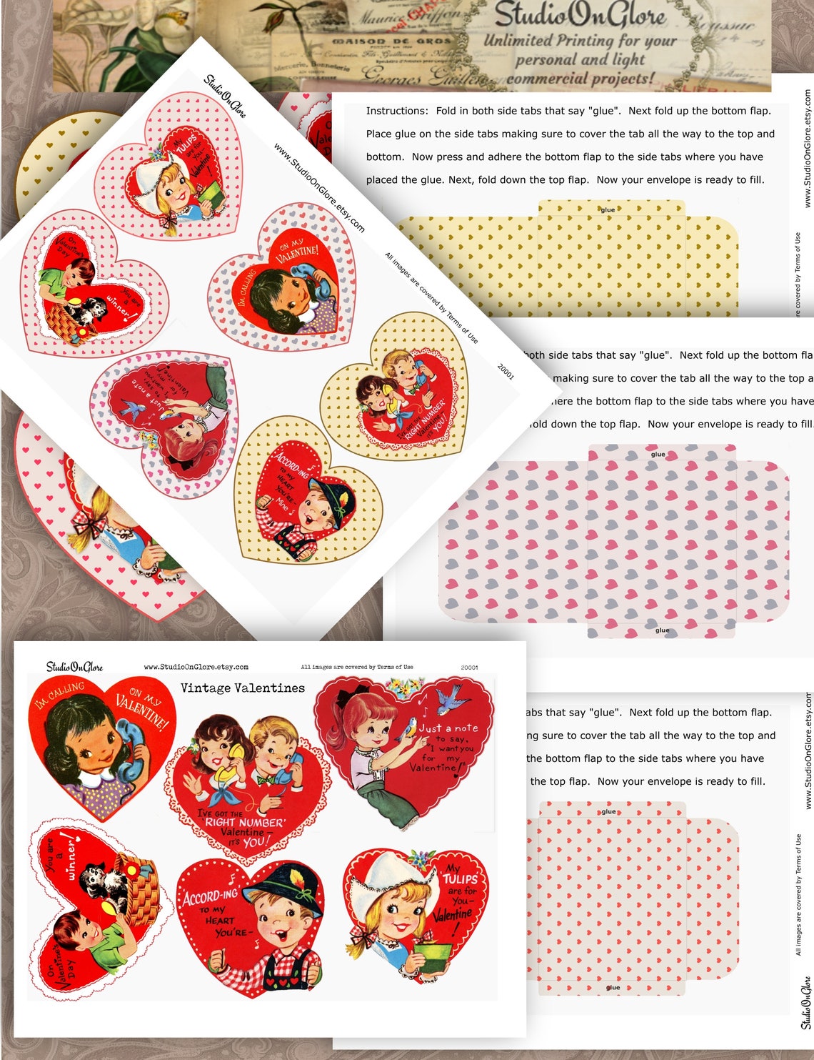 Retro Valentines Printable Cards in 2 Variations With 3 | Etsy