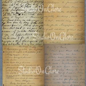 Old Handwriting Antique Script Ephemera. Printable 12-pc Digital Paper ...