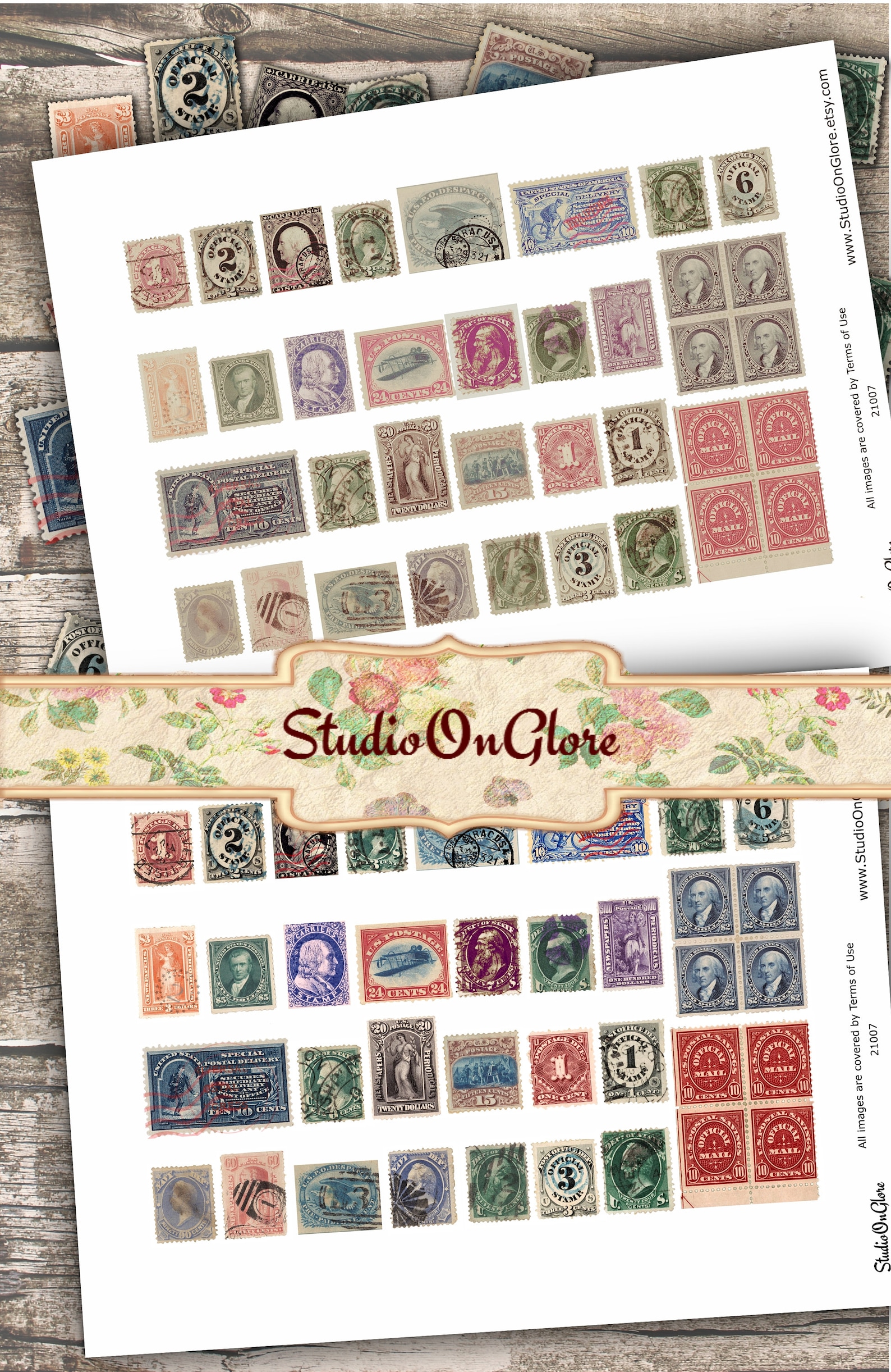 Old Postage Stamp Reproductions Digitized. Download Kit for Junk ...