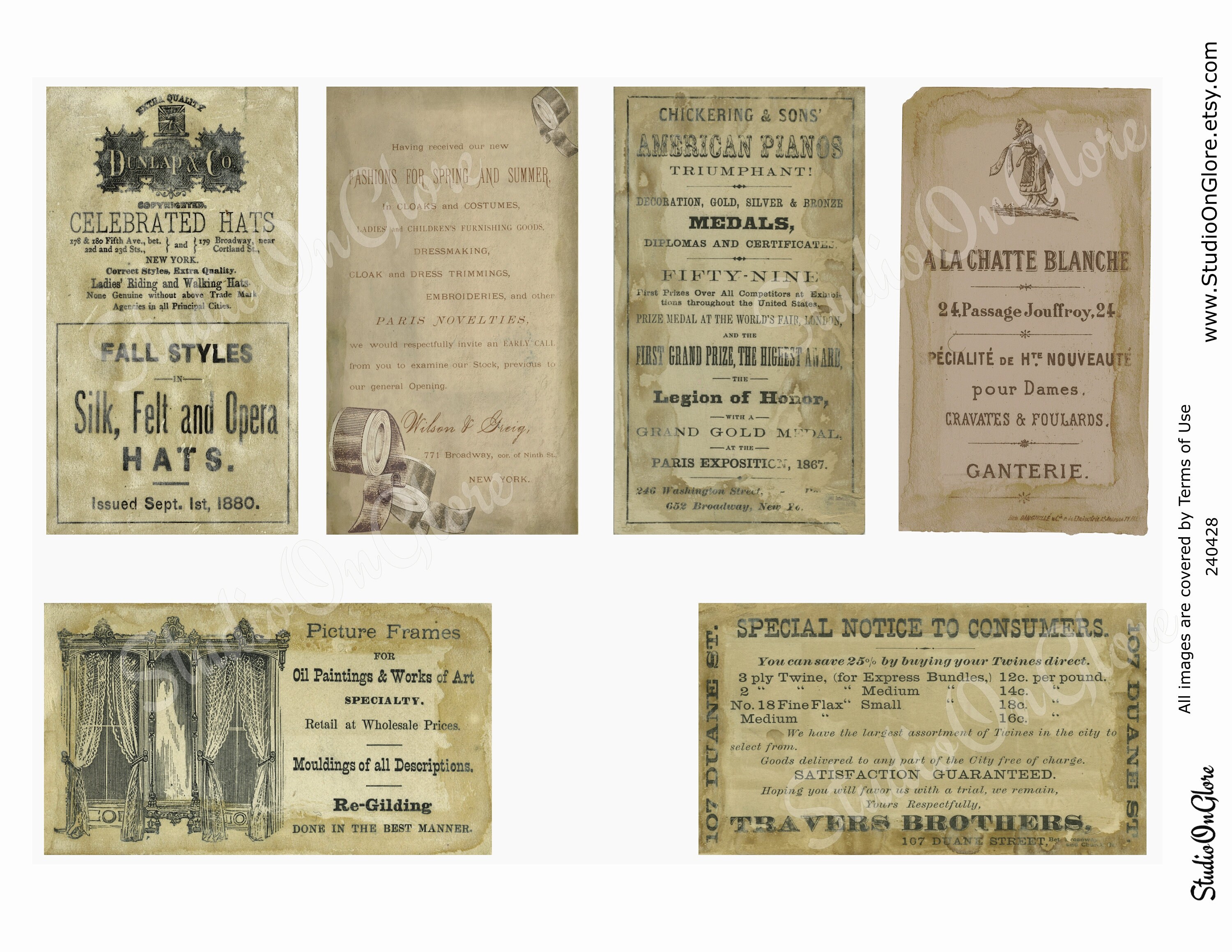 Grunge Business Card Kit. 18 Vintage Victorian Era Trade Cards on 3 ...