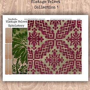 Antique Velvet Collection, 5-sheet PRINTABLE Ephemera - Digitized Worn ...