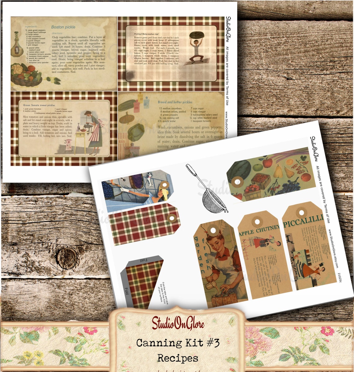 Canning Book Recipes, Tags, Words, Tuck Pocket, Clipart. Digital ...