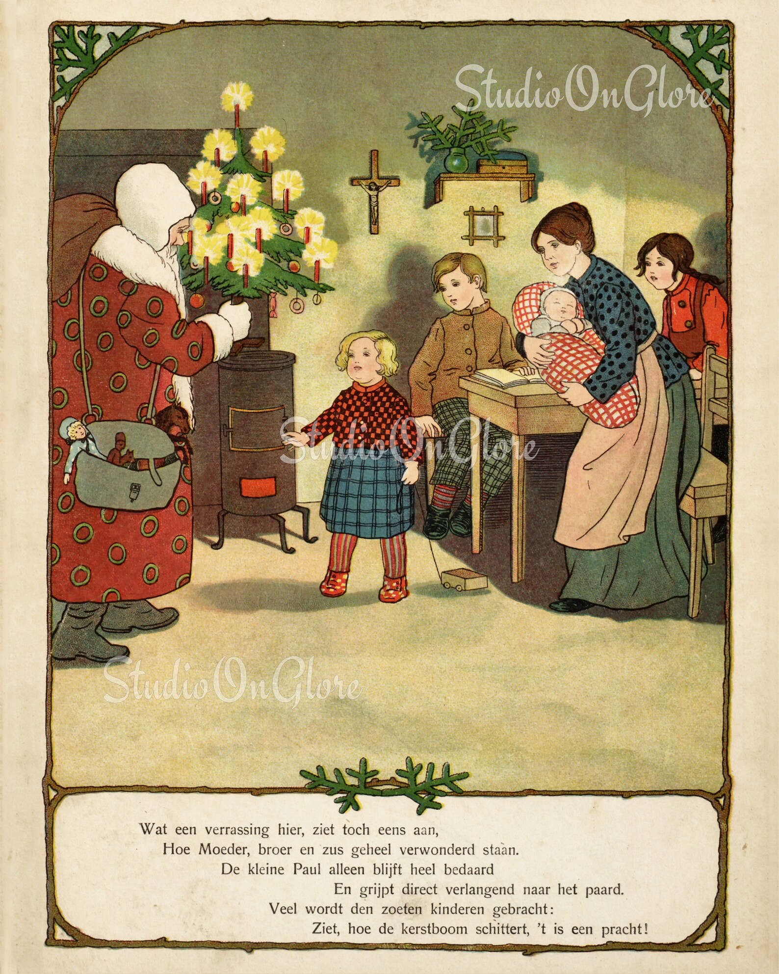 Antique Dutch Christmas Storybook Pages by Ebner - Seven 8x10" Pages ...